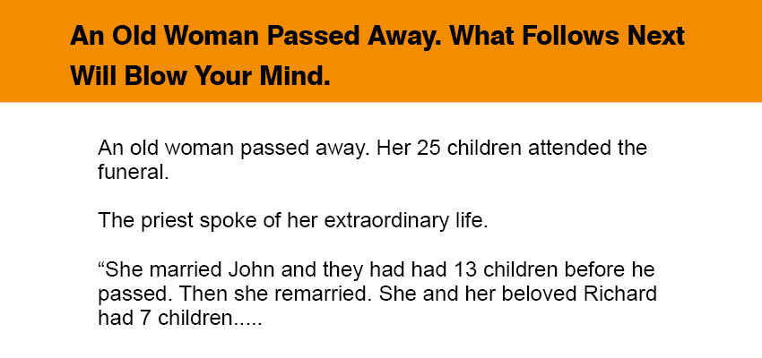 An Old Woman Passed Away.