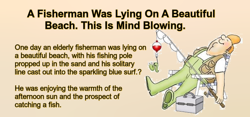 A Fisherman Was Lying On A Beautiful Beach.