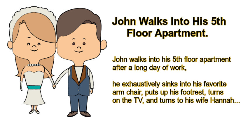 John Walks Into His 5th Floor Apartment.