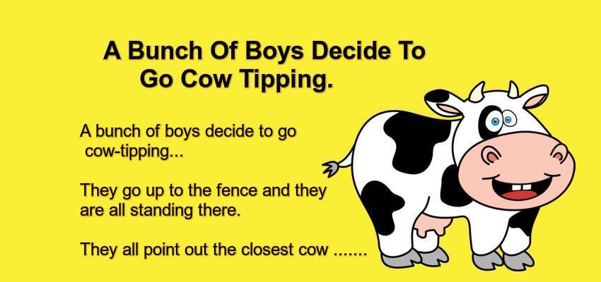 A Bunch Of Boys Decide To Go Cow Tipping.