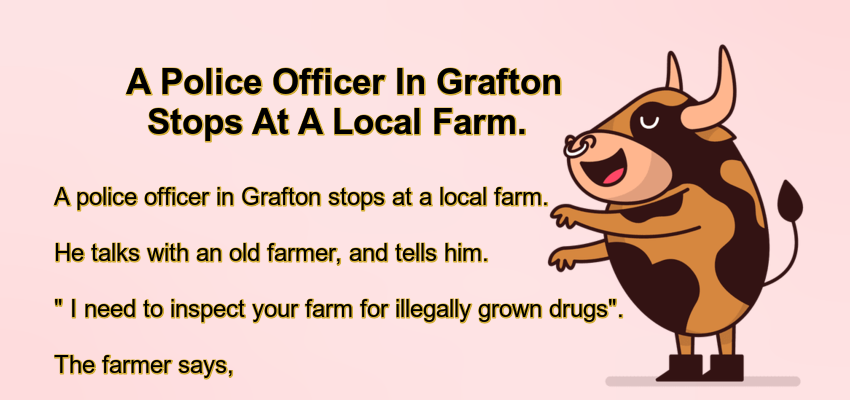 A Police Officer In Grafton Stops At A Local Farm.